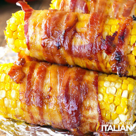 Candied-Bacon Wrapped Corn - The Slow Roasted Italian